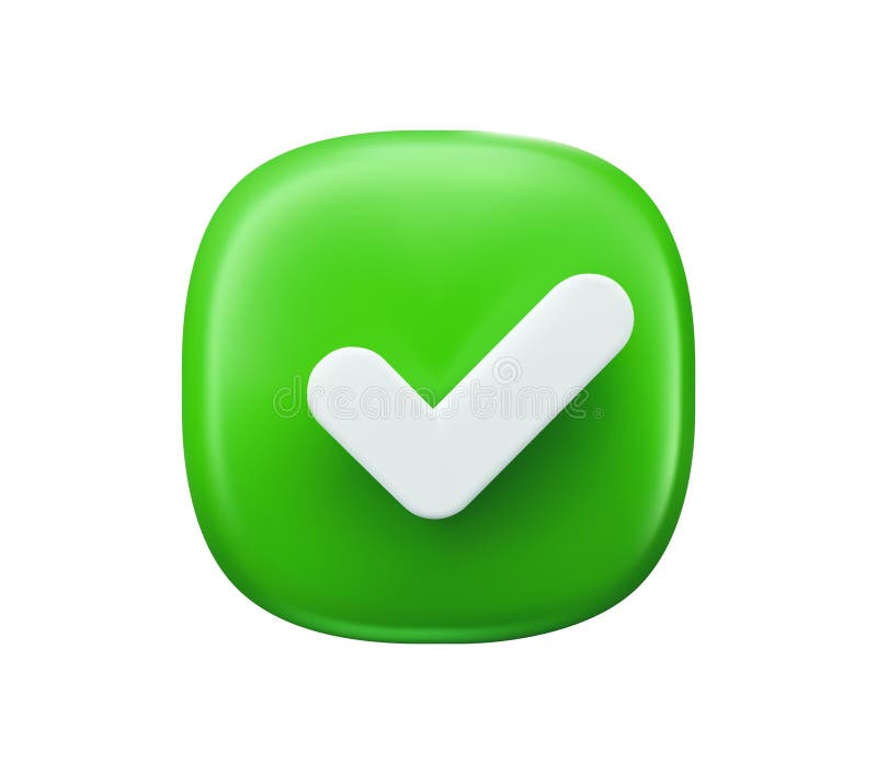3D Check Icon, Done Mark or Tick Vector Button Stock Vector ...