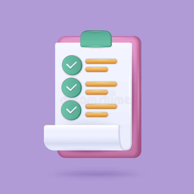 3d Check List Icon, Survey Form. Document Report, Checklist Note ... 3d Check List Icon, Survey Form. Document Report, Checklist Note ...
