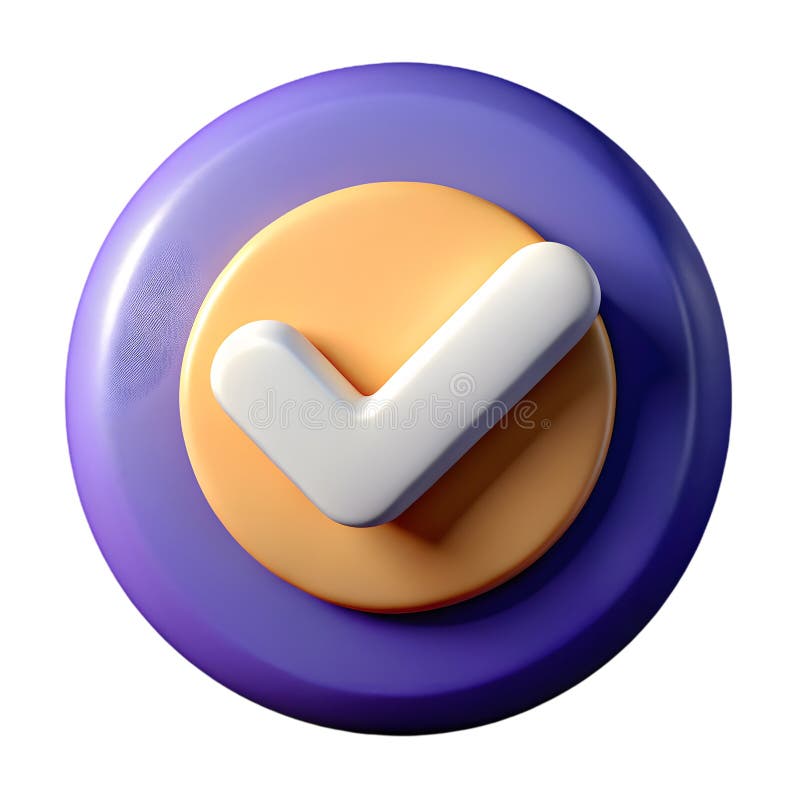 3D Check Mark Button stock illustration. Illustration of symbol - 370146229