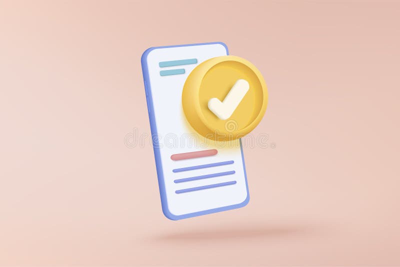 3d Check Mark Icon Isolated on Mobile Phone. Check List Button Best ...