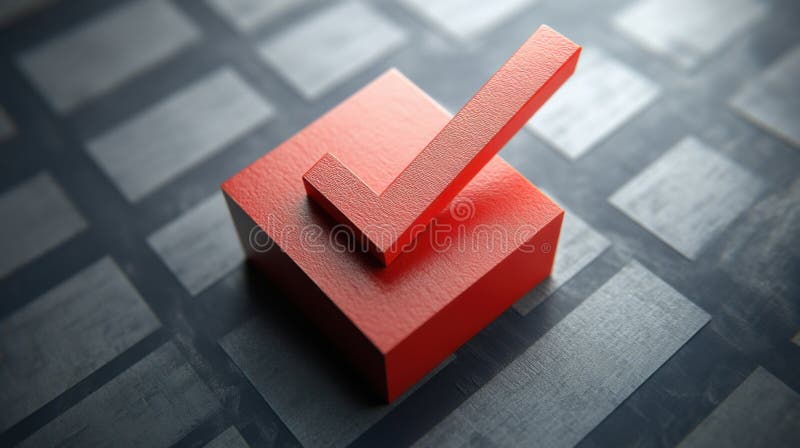 3D Check Mark Symbol on Textured Surface Represents Confirmation and ...