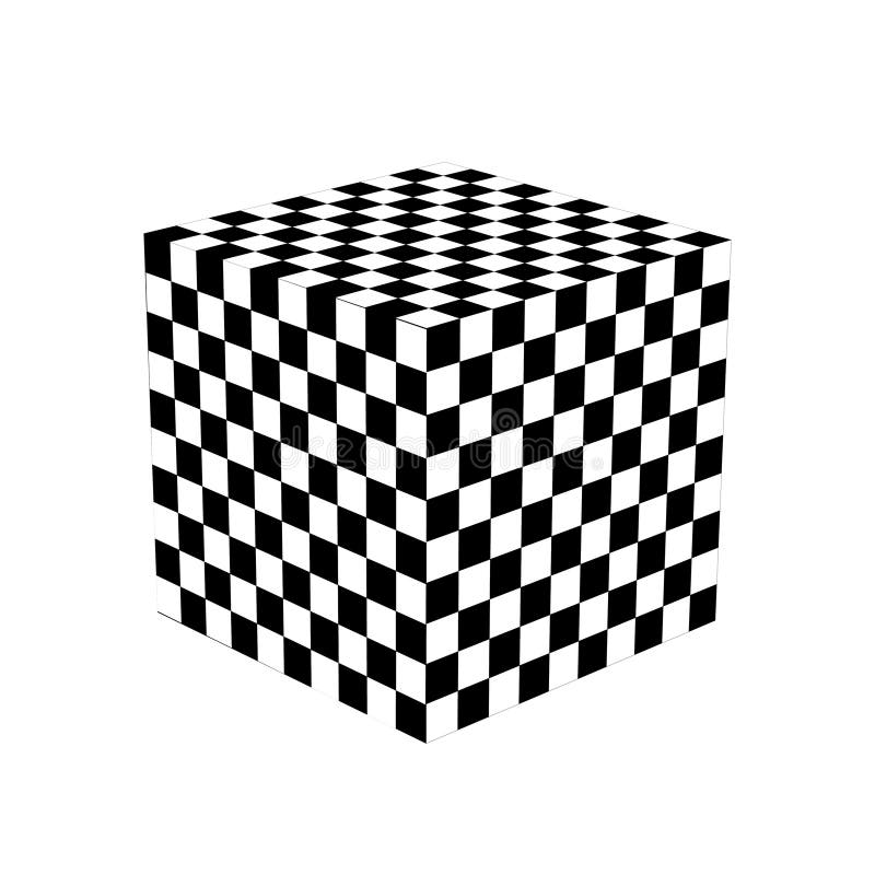 3D Checkered Cube Isolated on White Background. Isometric Box with ...