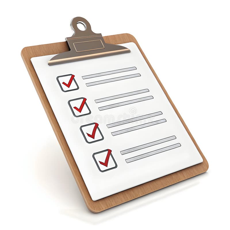 3D Checklist Clipboard Icon Isolated on White Background Stock ...