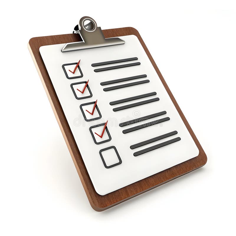 3D Checklist Clipboard Icon Isolated on White Background Stock ...