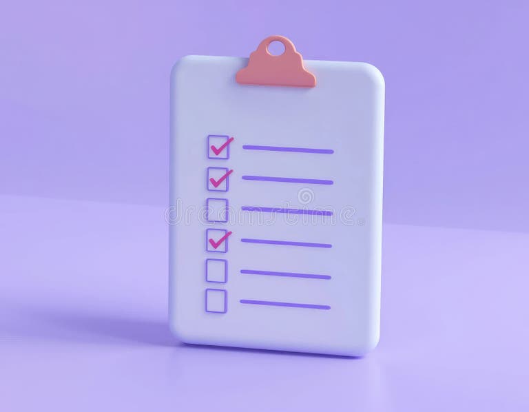 3d Checklist with Completed Tasks on a Pastel Background Stock ...