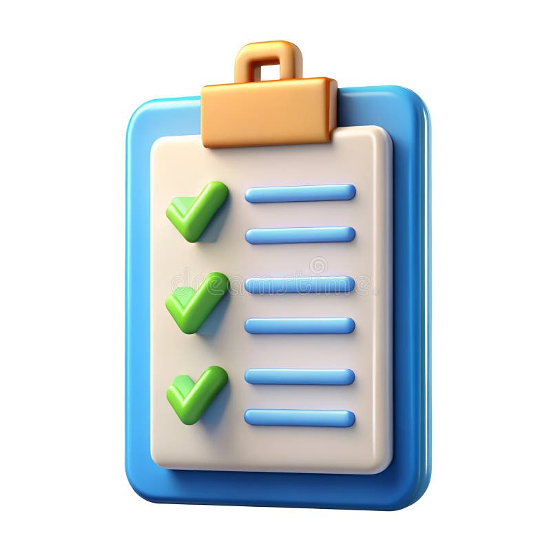 Checklist Task 3D Icon stock illustration. Illustration of notes ...