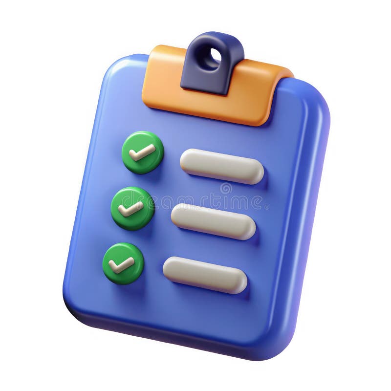 3D Checklist Illustration with Green Checkmarks Task Completion and ...