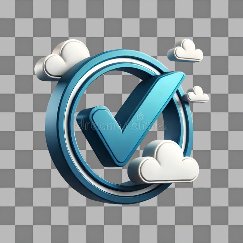 3D Checkmark Icon with Clouds - Success and Approval Stock Photo ...