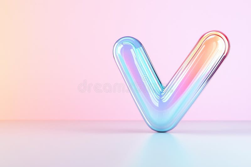 3D Checkmark Icon with Pastel Gradient Effect on a Smooth Surface Stock ...