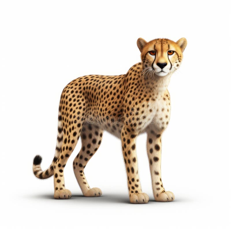 Stylized 3d Cheetah Character in Cel Shading Style on White Background ...
