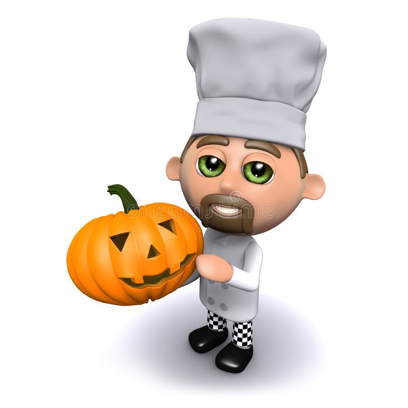 3d Chef with Halloween Pumpkin Stock Illustration - Illustration of ...