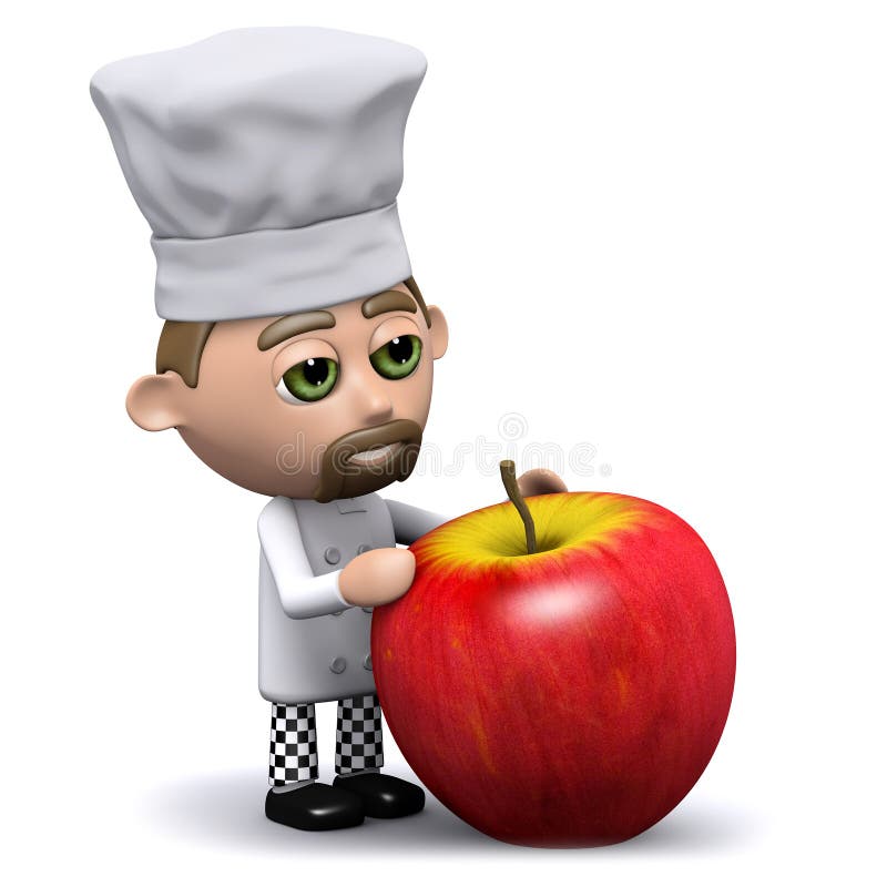 3d Chef has an apple stock illustration. Illustration of bistro - 41784397