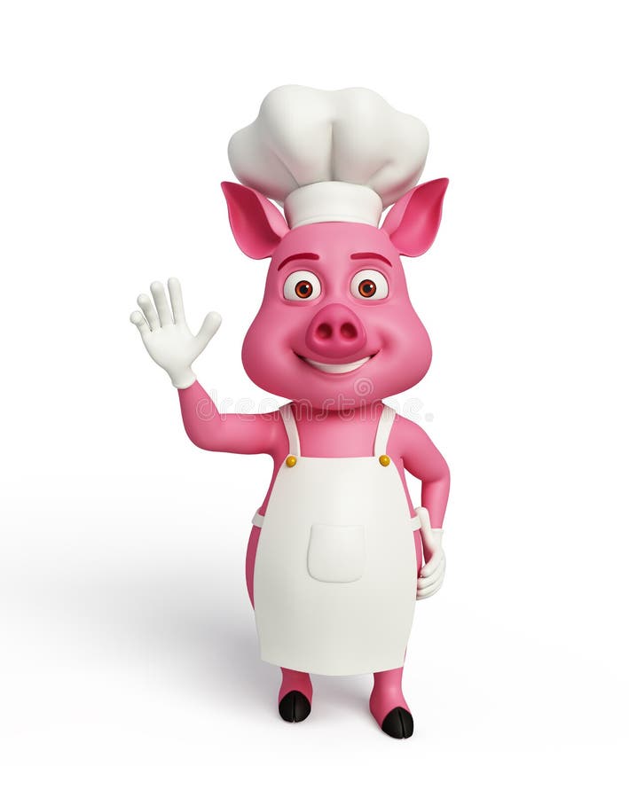 3d Chef Pig Avec Salut La Pose Illustration Stock - Illustration du ...
