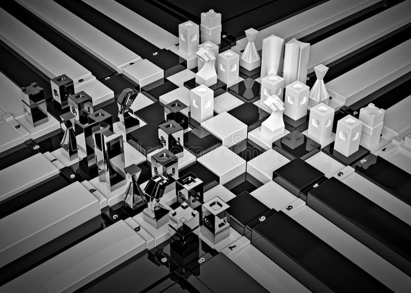 3d Chess Board with Figures. Stock Illustration - Illustration of ...