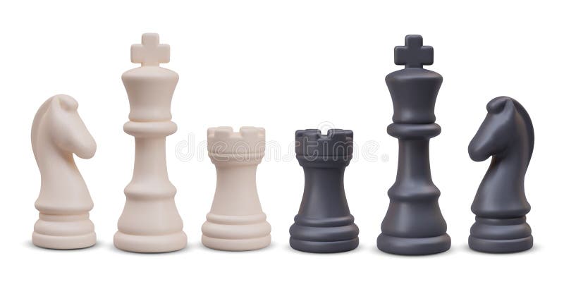 3D Chess Rook, King, Knight. Set of Vector Shapes of Different Colors ...