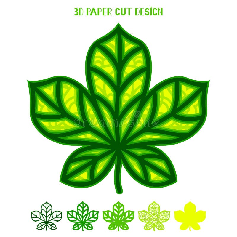 3D Chestnut Leaf. Multi Layered Vector Paper Cut Template Stock Vector ...