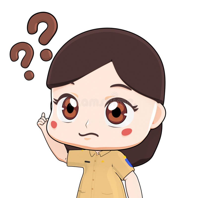3D Chibi Female Teacher Confused Expression Stock Photo - Illustration ...