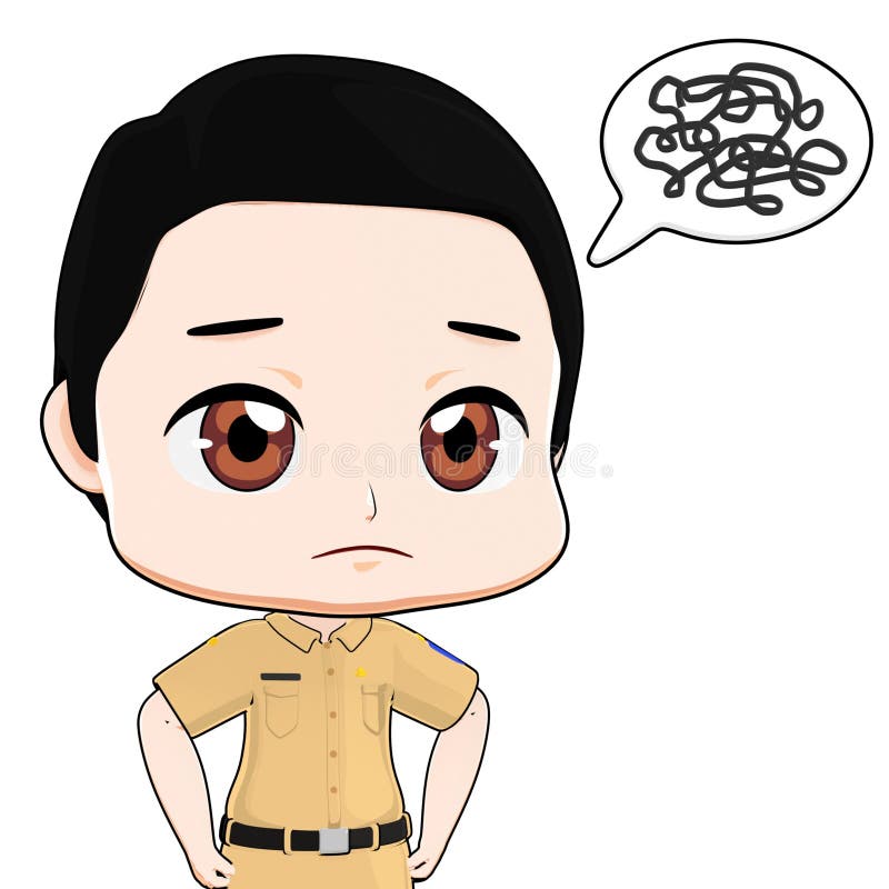 3D Chibi Male Teacher Looking Confused Stock Image - Illustration of ...