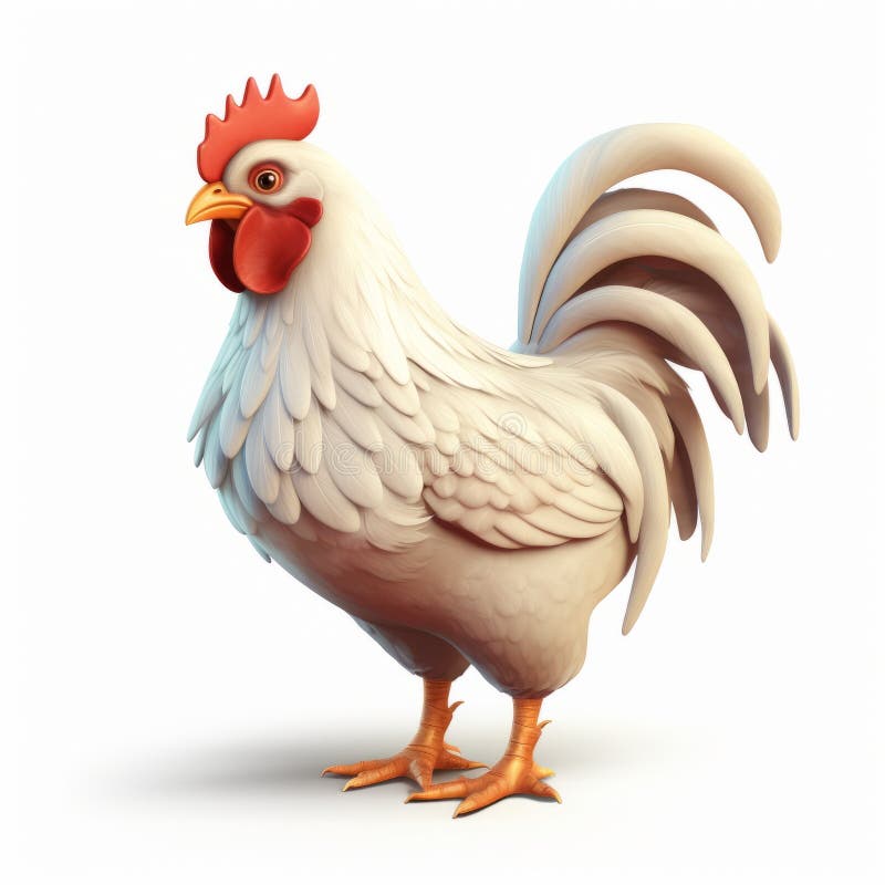 3d Cel-shaded Chicken Model in Full Body Pose on White Background Stock ...