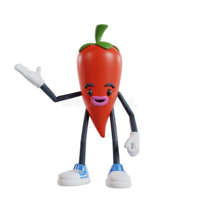 3d Chili Character Presenting with Right Hand Stock Photo ...