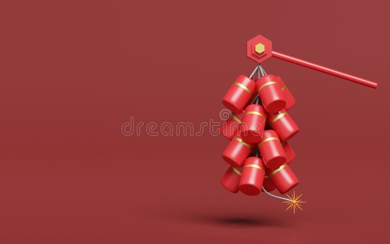3d Chinese Firecracker or Cracker for Chinese New Year Decorations ...