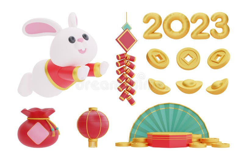 3D Chinese New Year Elements Isolated, Decoration for Chinese New Year ...