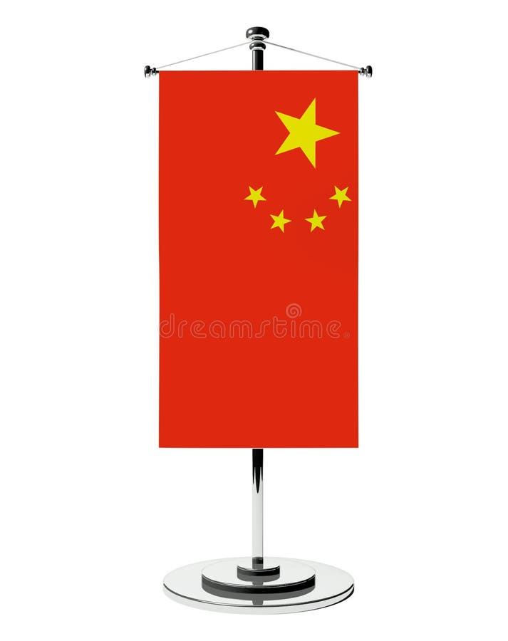 3d Chinese Table Flag Isolated White Stock Illustration - Illustration ...