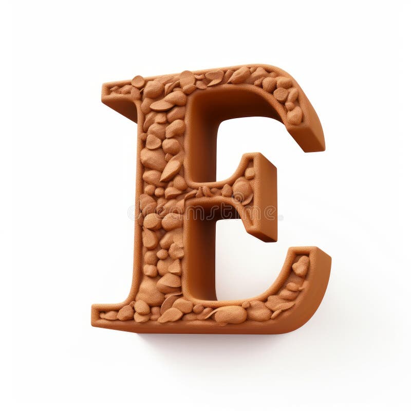 3d Chocolate Chip Letter E: Organic Stone Carving Design Stock ...