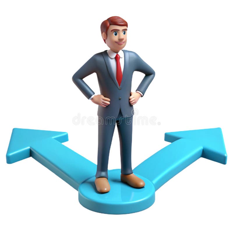 3D Choice between Two Options. Dilemma 3D Questioned Man Doubting ...