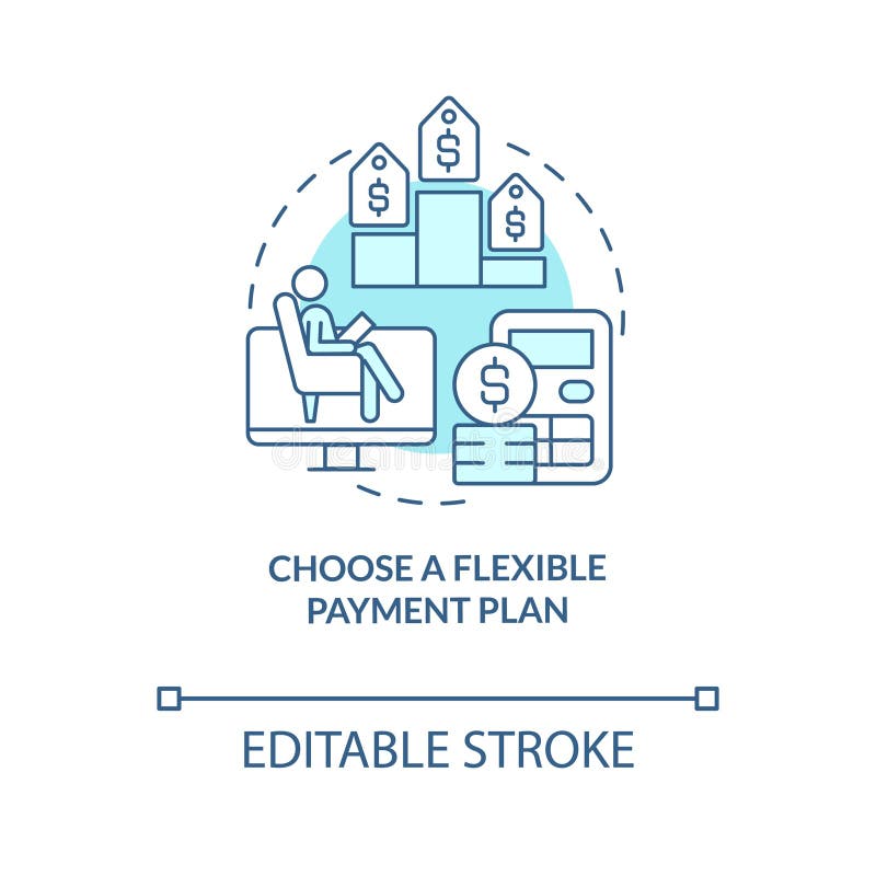 2D Choose a Flexible Payment Plan Linear Icon Concept Stock Vector ...