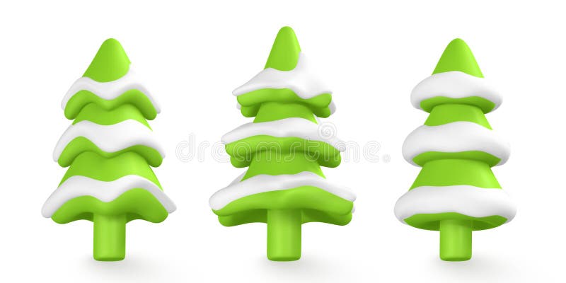 3d Christmas Tree in Cartoon Style. Xmas or New Year`s Decorative ...