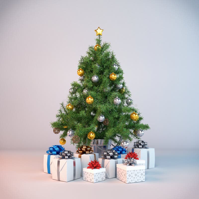3d - Christmas Tree - Christmas Presents Stock Illustration ... 3d - Christmas Tree - Christmas Presents Stock Illustration ...