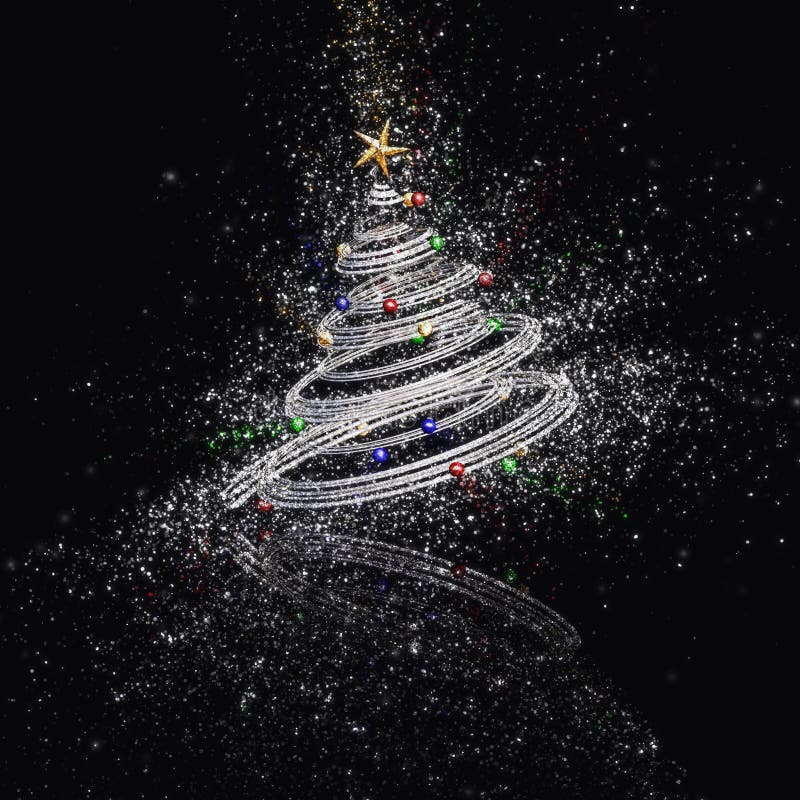3D Christmas Tree with Exploding Glitter Effect Stock Illustration ...
