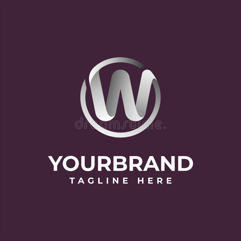 3D Chrome Circle Letter W Logo Design Template Stock Vector ...