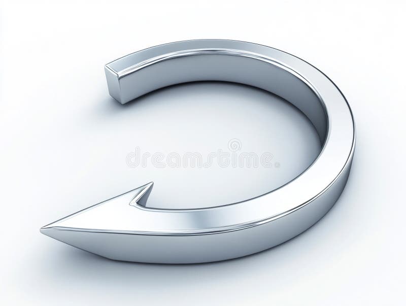 3D Chrome Circular Arrow Reload Repeat Refresh Icon Stock Image - Image ...
