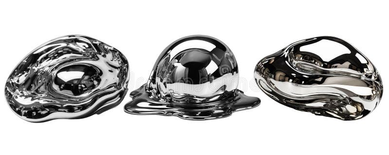 3D Chrome Element in Y2K Style, Liquid Holographic Metal. Three Shiny ...