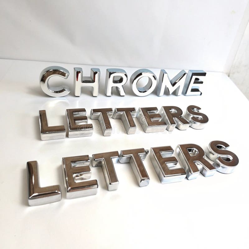 3D Chrome Letters with Shining Effect Isolated on White Background ...