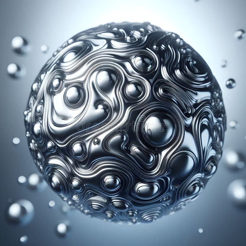 3d Chrome Liquid Wavy Sphere Render Luxurious Shiny Gradient Effect ...