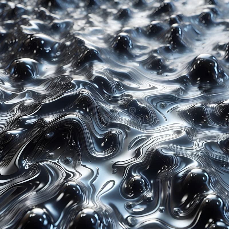 Silver Gradient Background with Molten Liquid Metal Texture. Generative ...