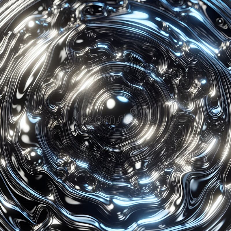 3d Chrome Liquid Wavy Texture Render Shiny Gradient Effect Flying ...