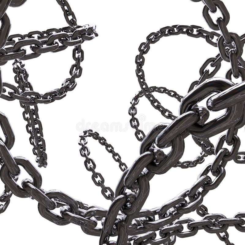 3d Chrome Metal Chains Swirling Intersecting in the Air Render Stock ...
