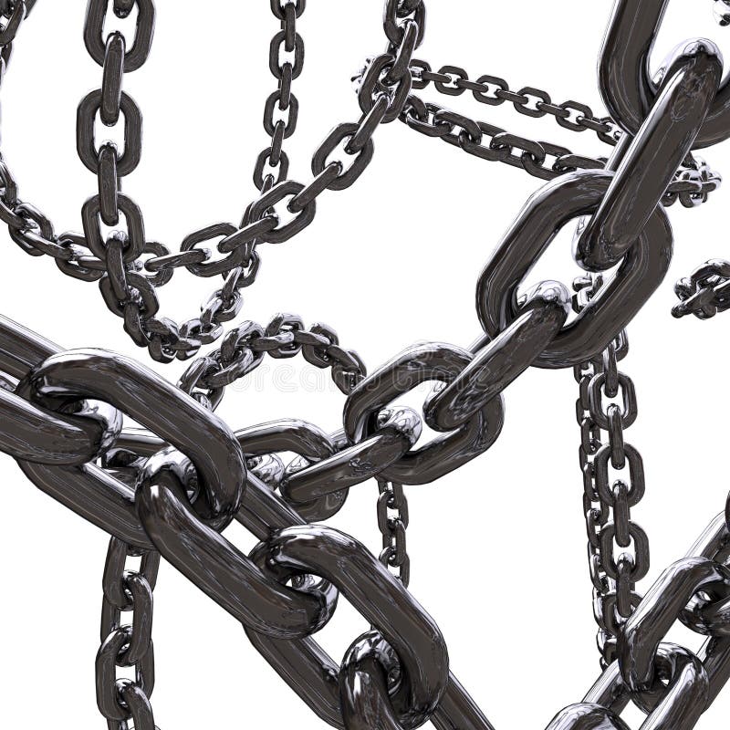3d Chrome Metal Chains Swirling Intersecting in the Air Render Stock ...