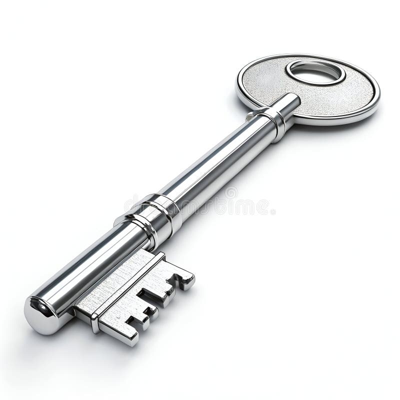 3D Chrome Plated Steel Door Key Stock Illustration - Illustration of ...