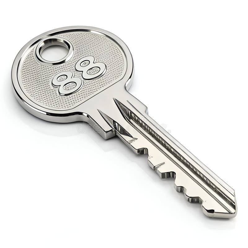 3D Chrome Plated Steel Door Key Stock Illustration - Illustration of ...