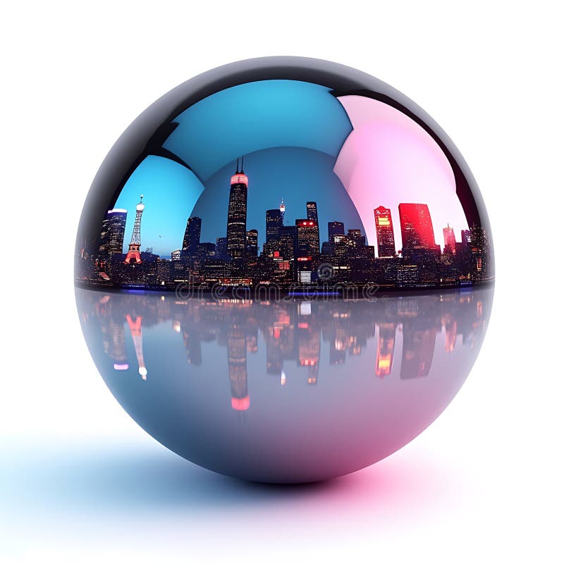 3D Chrome Silver Sphere with Mirror Effect Stock Illustration ...