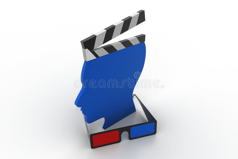 Cinema Clap and 3D Symbol stock illustration. Illustration of ...