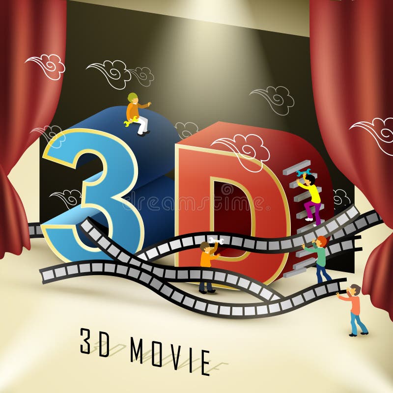 3d cinema concept stock vector. Illustration of media - 66986519
