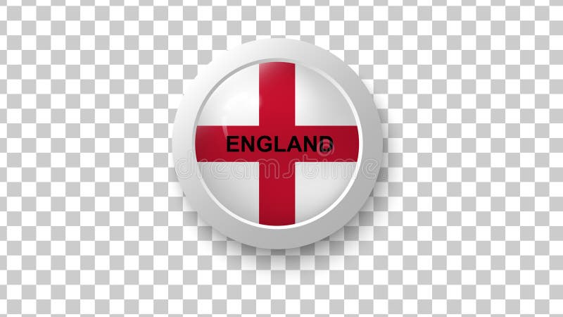 3D Circle Button with England Flag Surface Isolated on Transparent ...