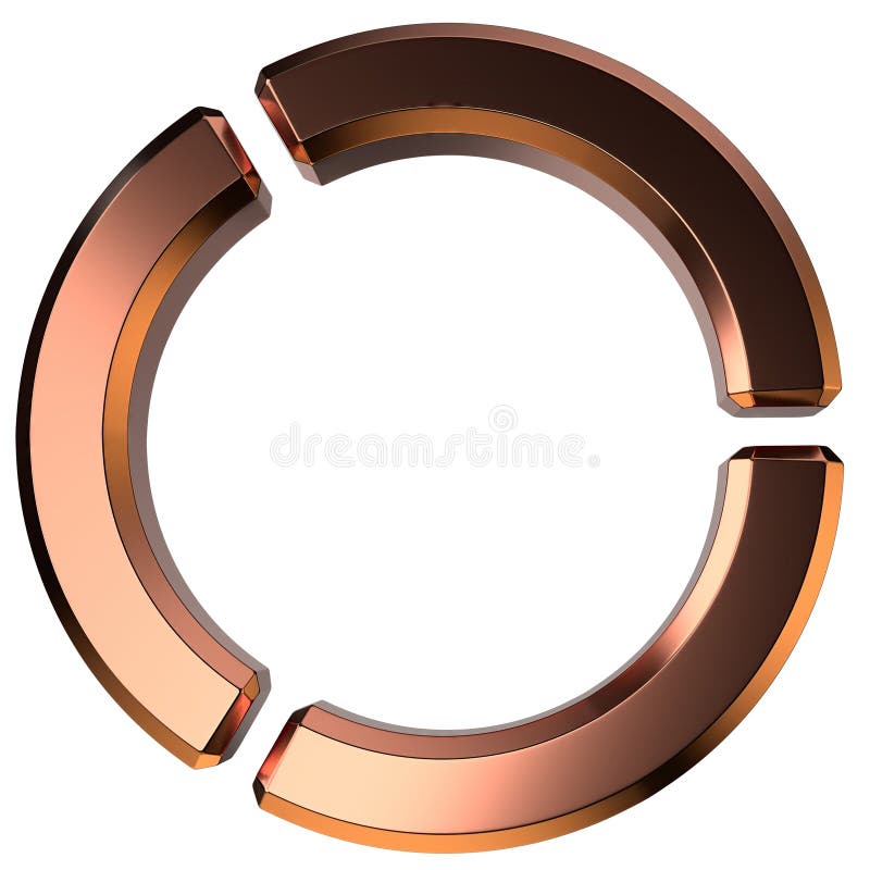 3D Circle Copper Metal Object Design Element Shape Isolated Elegant ...