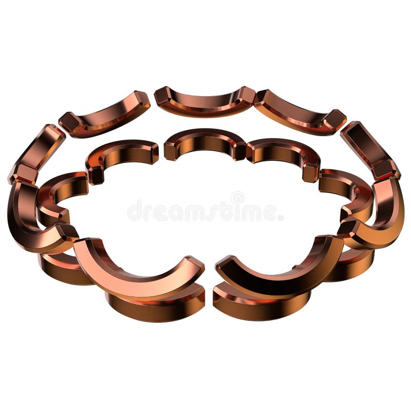 3D Circle Copper Metal Object Design Element Structure Isolated Elegant ...